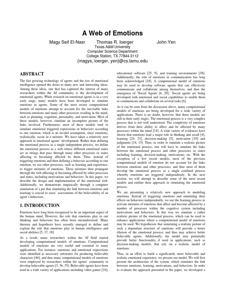 A Web of Emotions | PDF | Emotions | Simulation