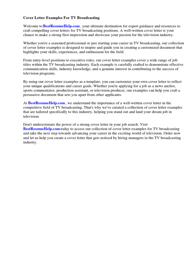 Cover Letter Examples For TV Broadcasting | PDF | Résumé | Recruitment