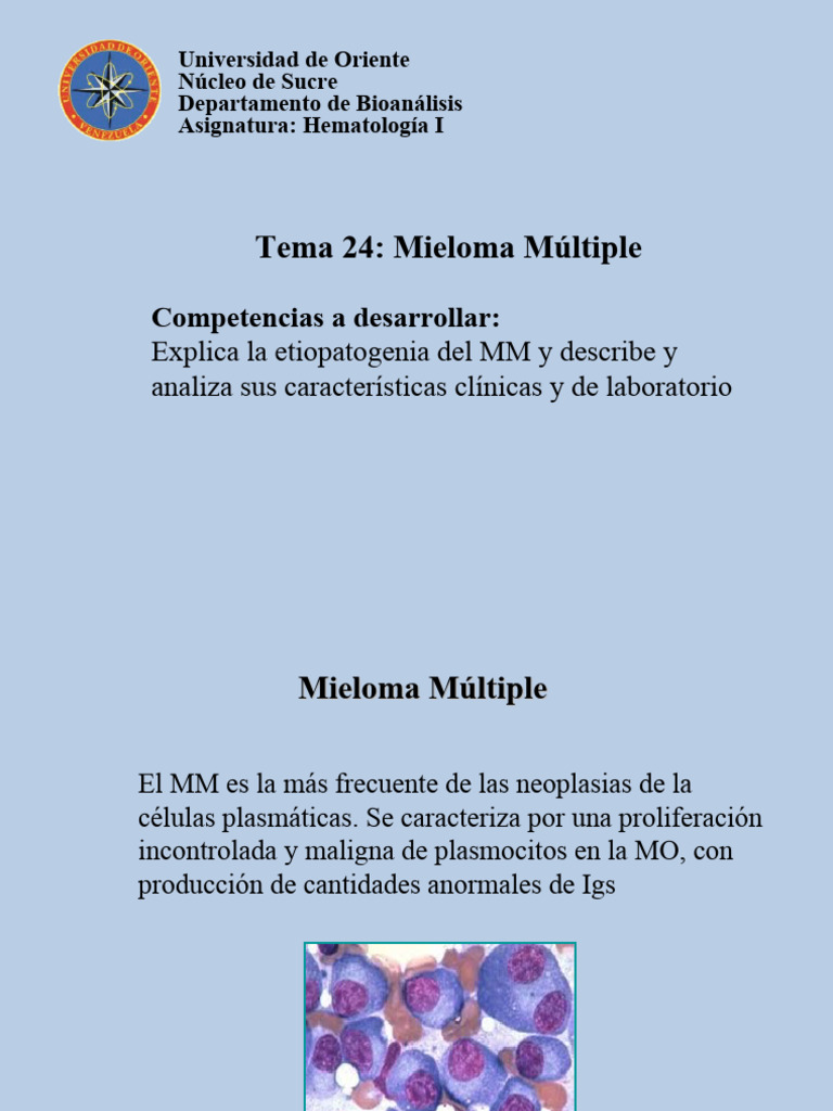 Tema 24. Mieloma Múltiple | PDF | Mieloma múltiple | Especialidades Medicas