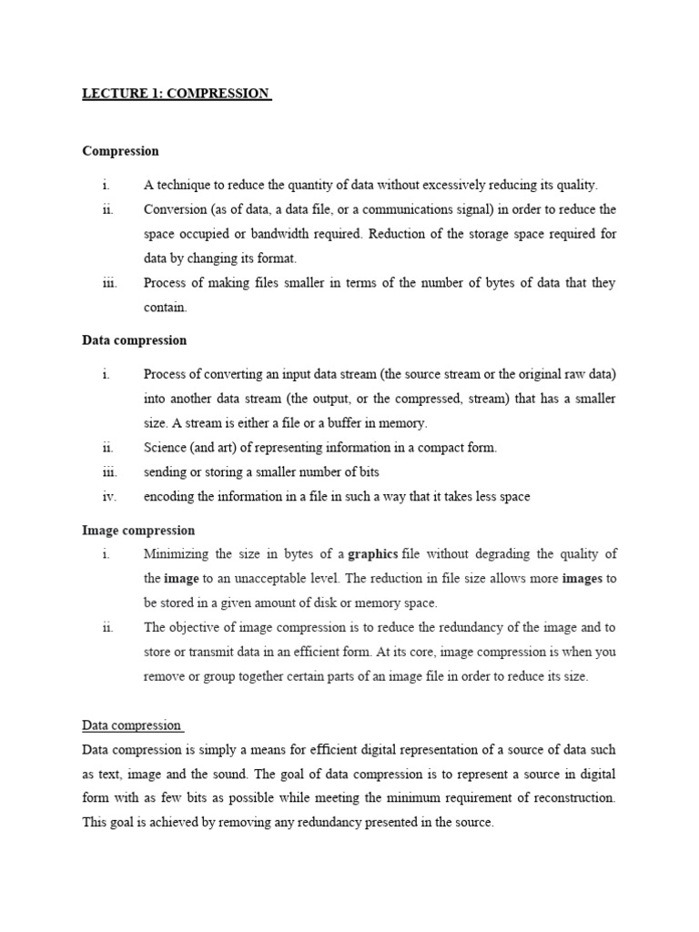 Lecture 1 | Download Free PDF | Data Compression | Computer Data Storage Lecture 1 | Download Free PDF | Data Compression | Computer Data Storage
