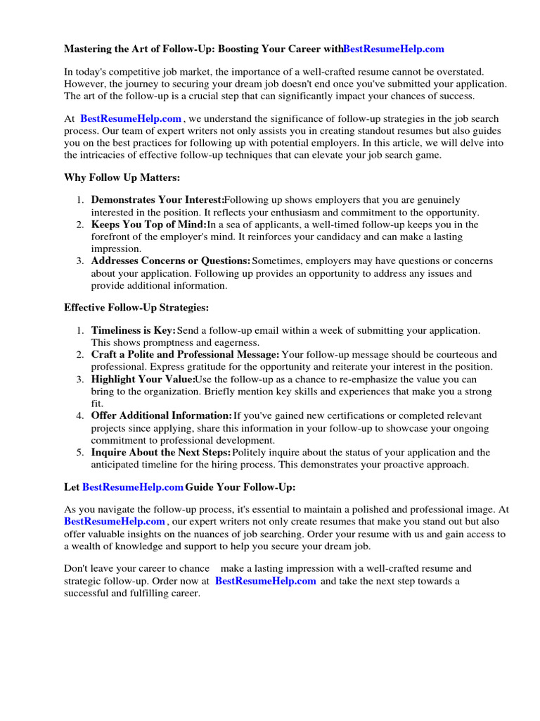 Follow Up Email After Resume | PDF | Job Interview | Résumé