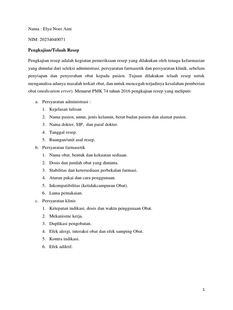 Telaah Resep Obat di Apotek RSUD | PDF