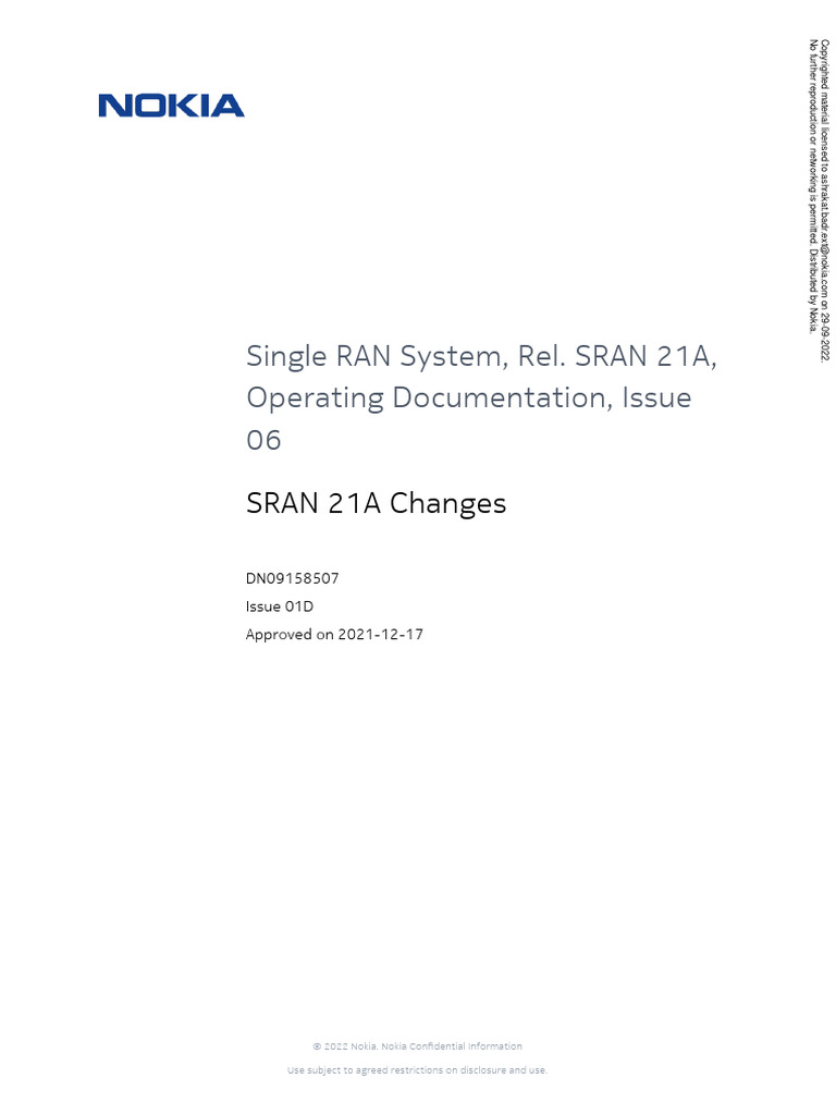 SRAN 21A Changes | PDF | Lte (Telecommunication) | Duplex ...