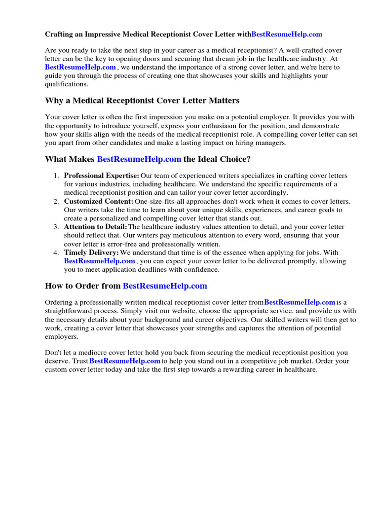 Medical Receptionist Cover Letter No Experience | PDF | Résumé