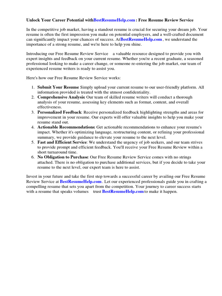 Free Resume Review Service | PDF | Résumé | Computing