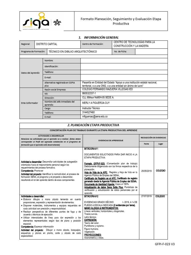 Formato F 023 - Ramos | Descargar gratis PDF | Perspectiva (Gráfica ...