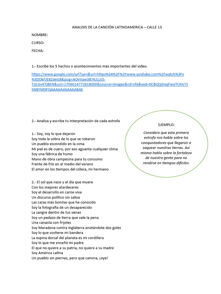 Analisis de La Canción Latinoamerica | PDF