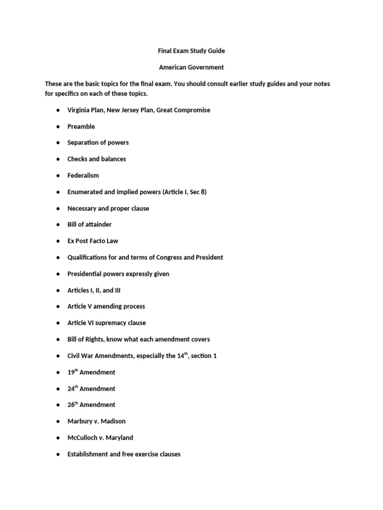 American Government Final Exam Guide | PDF | Politics | Social Science