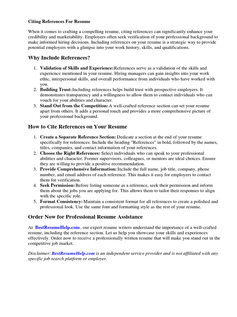 How to Cite References on Your Resume | PDF | Résumé | Citation