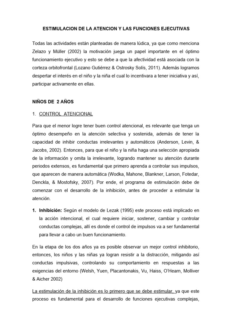 Funciones Ejecutivas-Actividades | PDF | Atención | Memoria