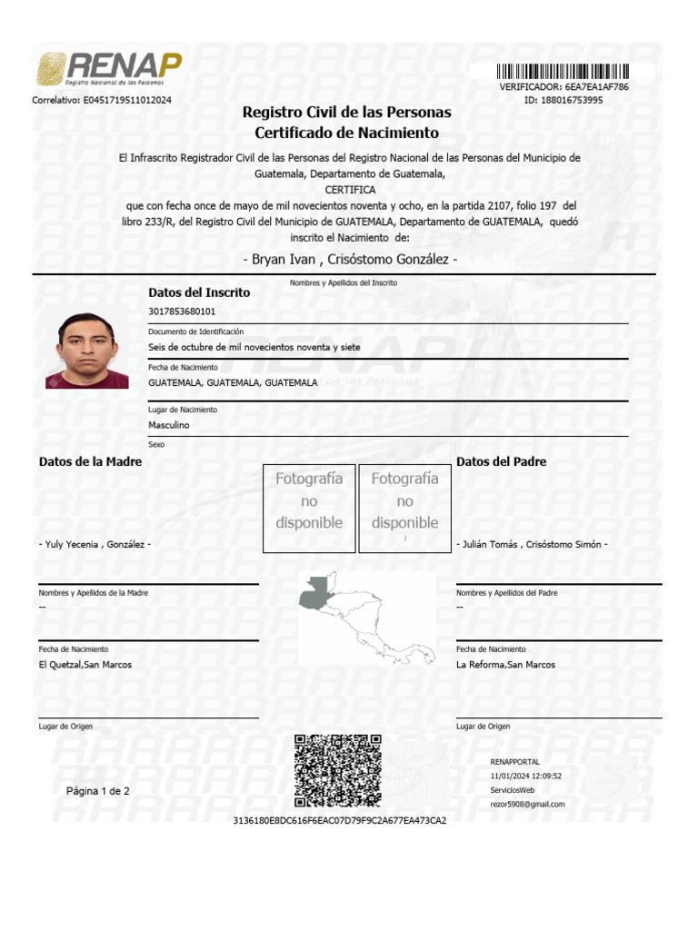 Certificado 1 | PDF | Guatemala | Gobierno y personalidad