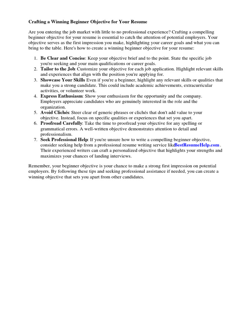 Beginner Objective For Resume | PDF | Résumé | Recruitment