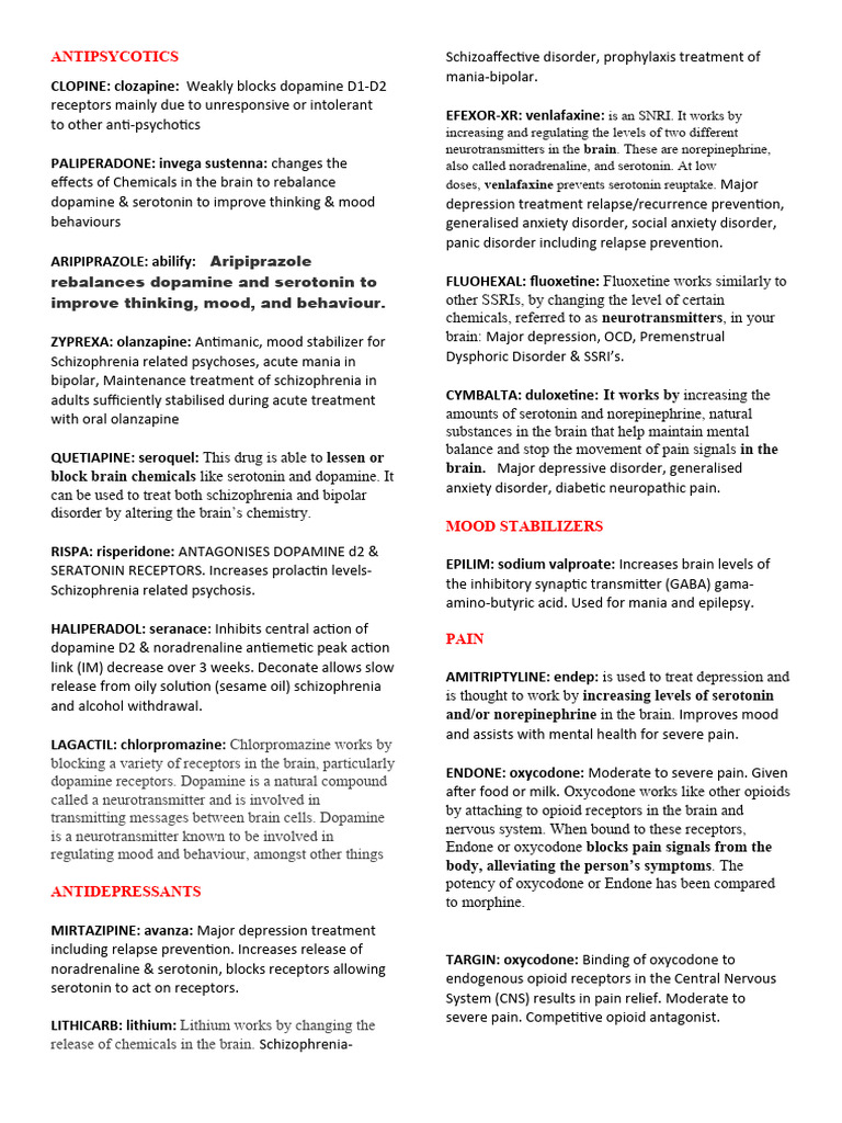 Regular Medications at Work | PDF | Neurotransmitter | Olanzapine