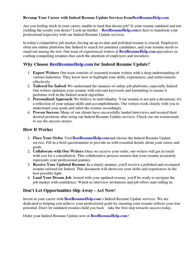 Indeed Resume Update | PDF | Résumé | Computing