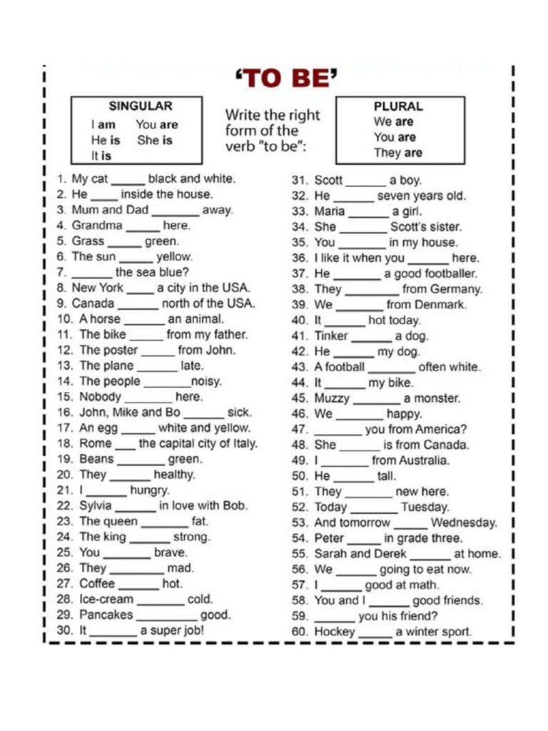 Exercises Del Verb To Be | PDF