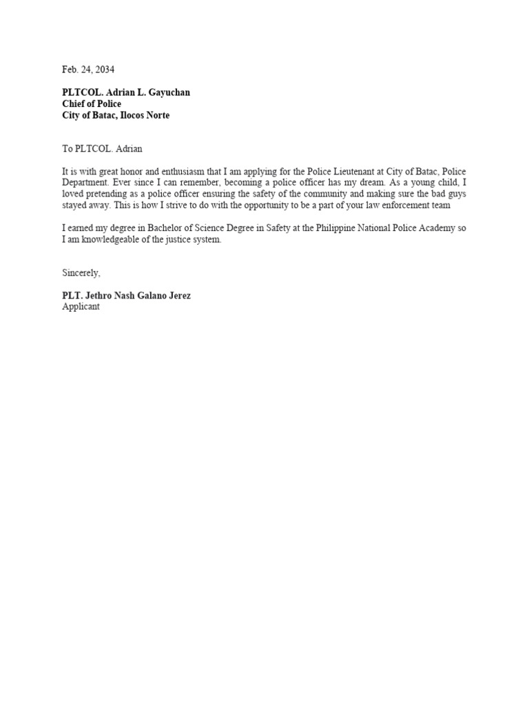 Application Letter 1 | PDF