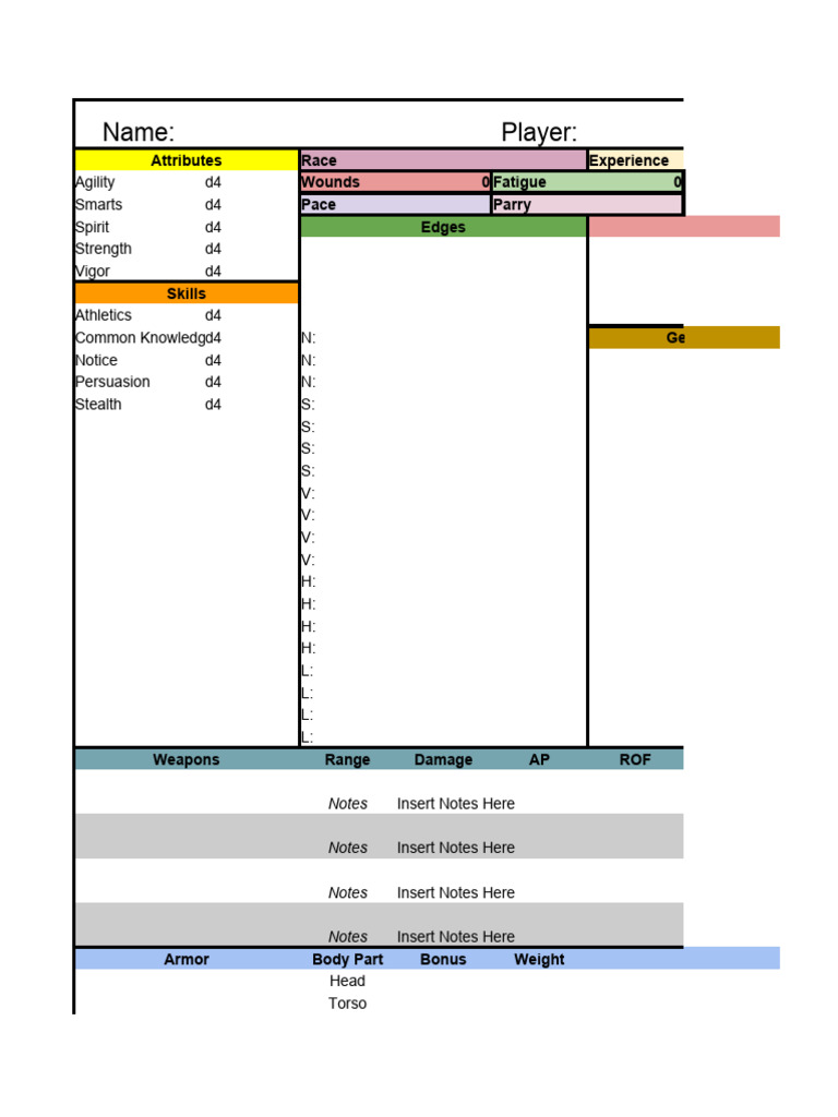 SWADE Character Sheets | PDF