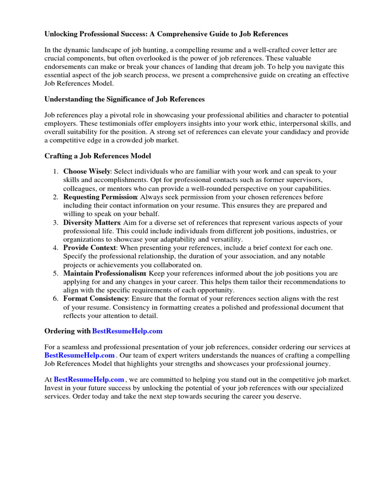 Job References Model | PDF | Employment | Résumé