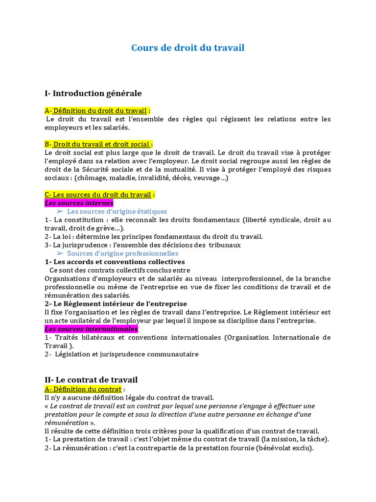 Fondamentaux du Droit du Travail | PDF | Salaires | Relations entre ...
