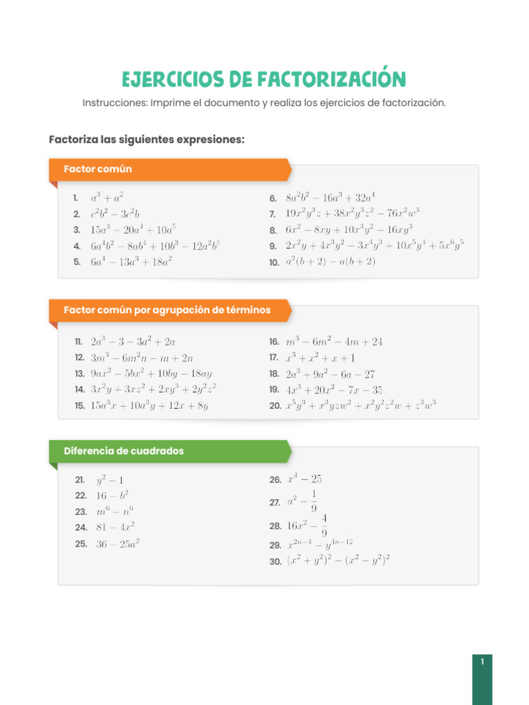 Factorizacion (1) | PDF | Factorización