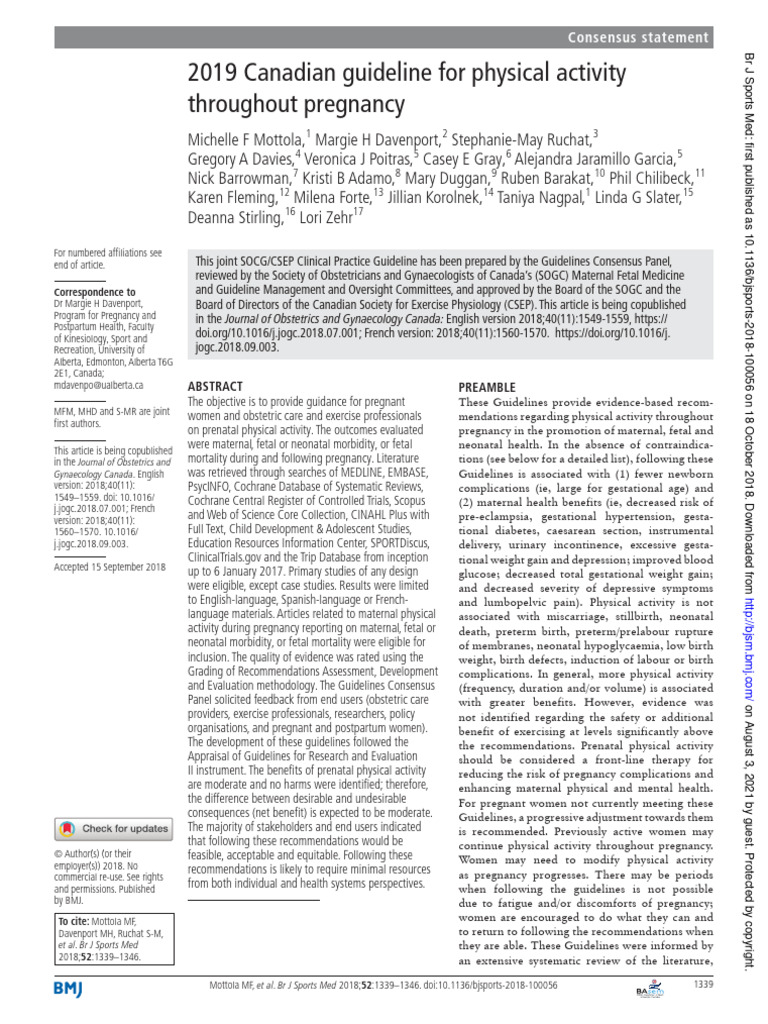 Canadian-Guideline-For-Physical Activity Pregnancy | PDF | Pregnancy ...