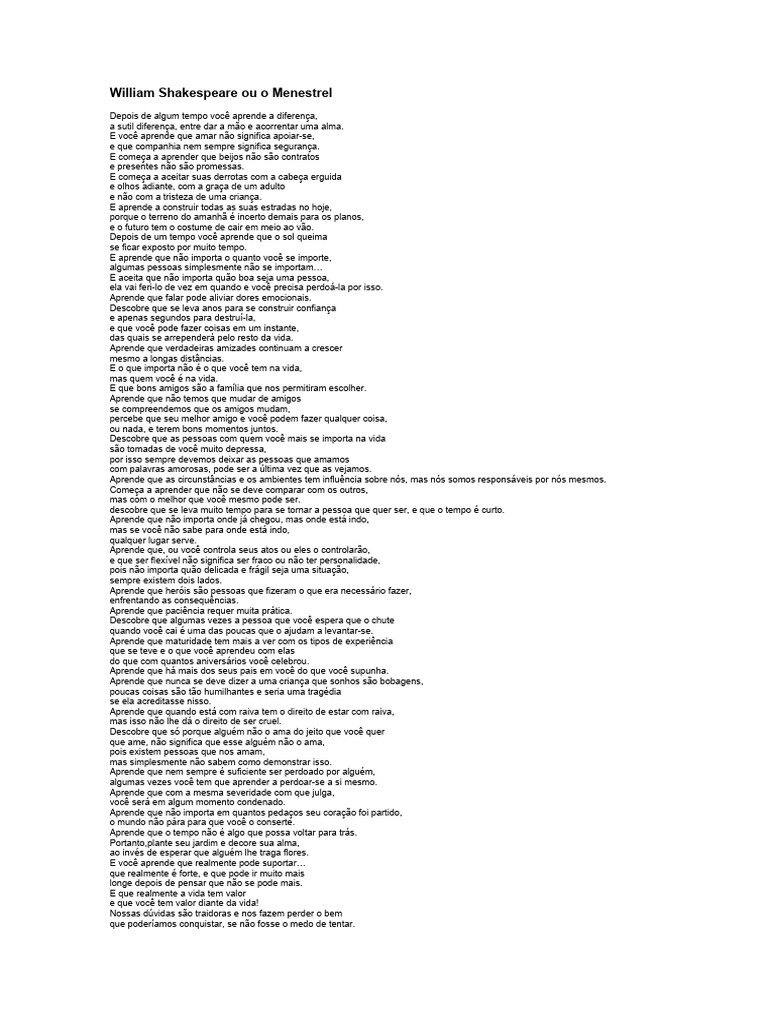 William Shakespeare Ou o Menestrel | PDF | Tempo