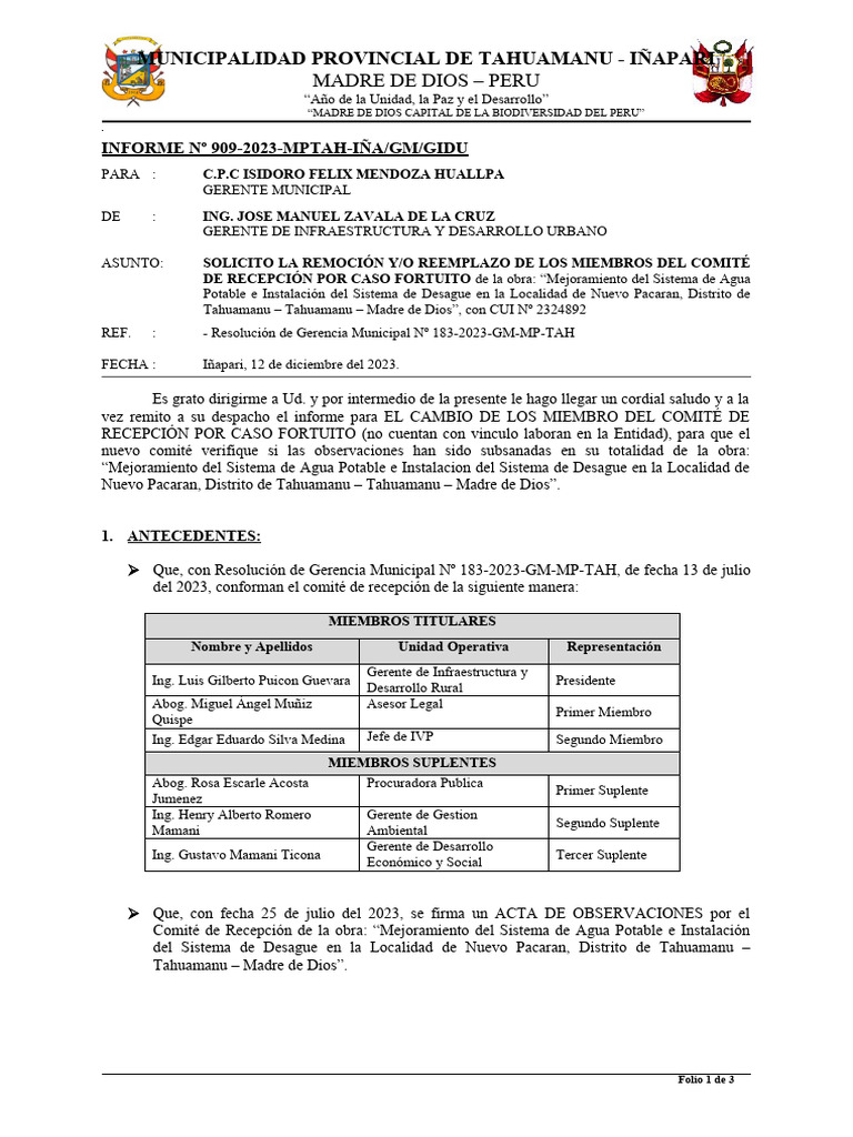 Formacion Del Comite Recepcion | PDF | Gobierno