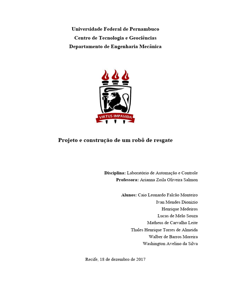 Relatorio - Projeto Final LAC | PDF | Robô | Robótica