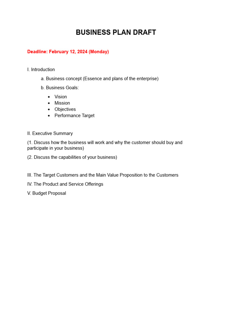Entrep - BUSINESS PLAN DRAFT | PDF | Business Economics | Economies