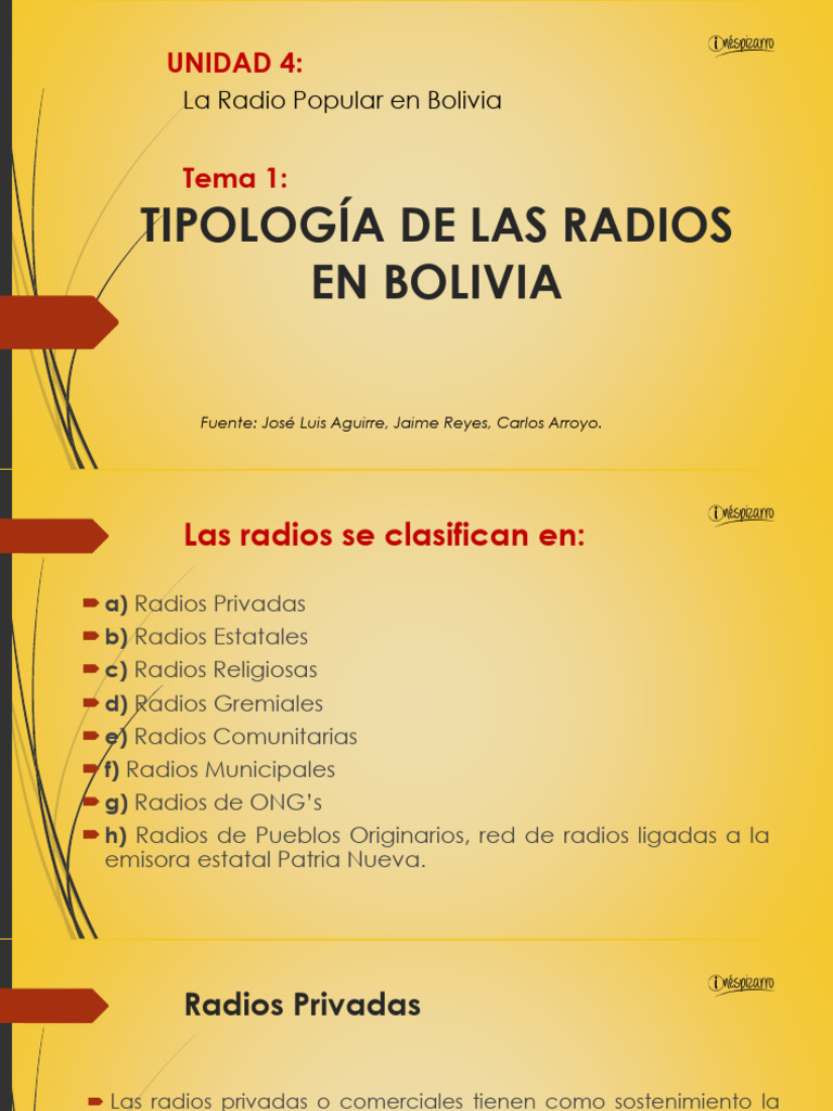 Unidad 4 - Tipología de La Radio en Bolivia (Tema 1) | PDF | Bolivia ...