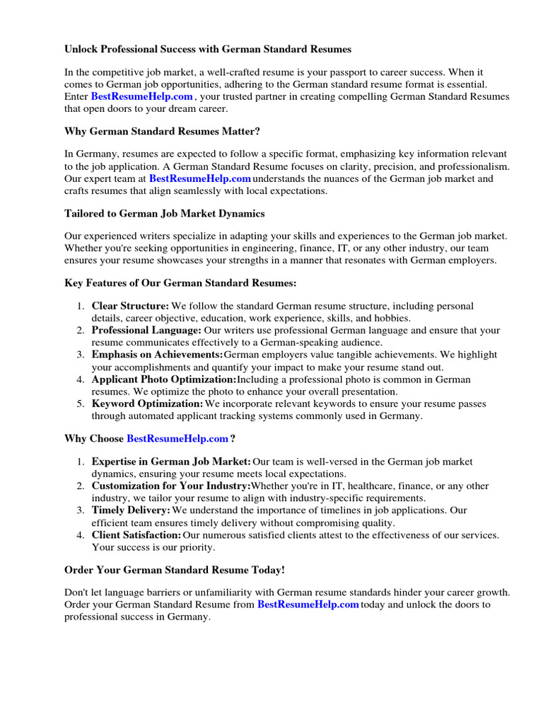 German Standard Resume | PDF | Résumé | World Wide Web