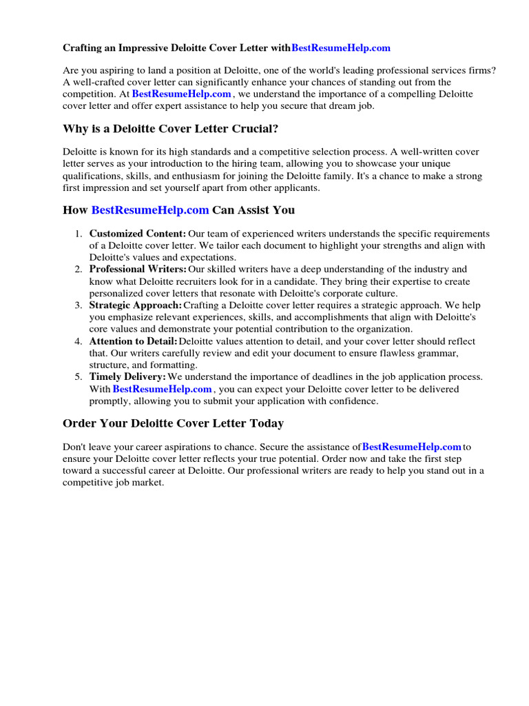 Deloitte Cover Letter Reddit | PDF | Consultant | Résumé