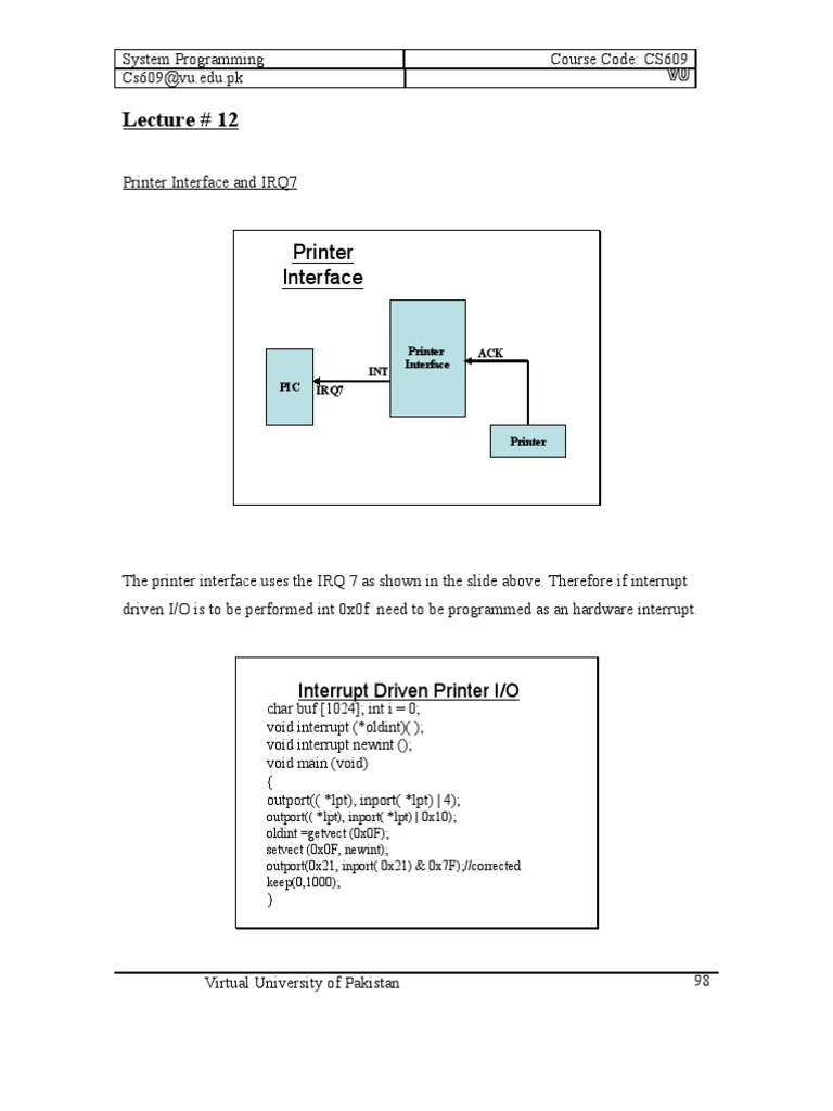 Lecture # 12: Printer Interface | PDF | Transmission Control Protocol ...