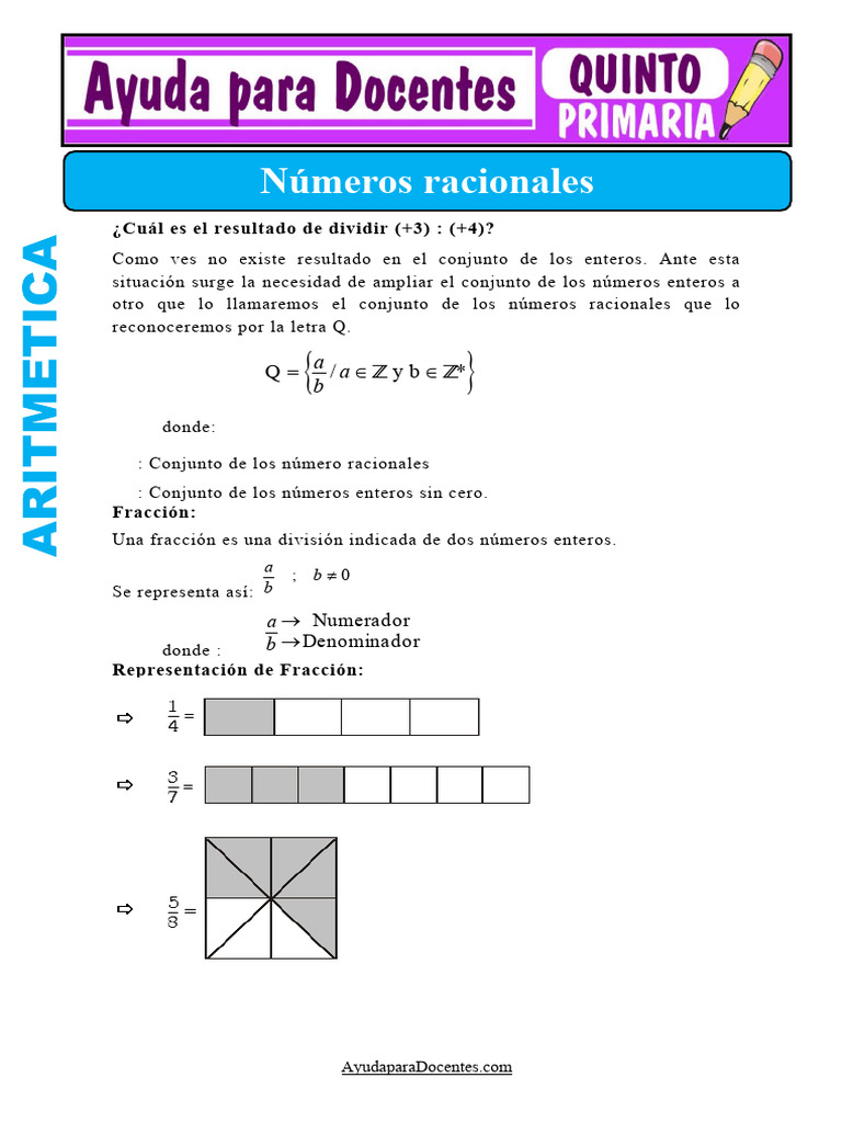 Números Racionales y Fracciones en Primaria | PDF | Notación ...