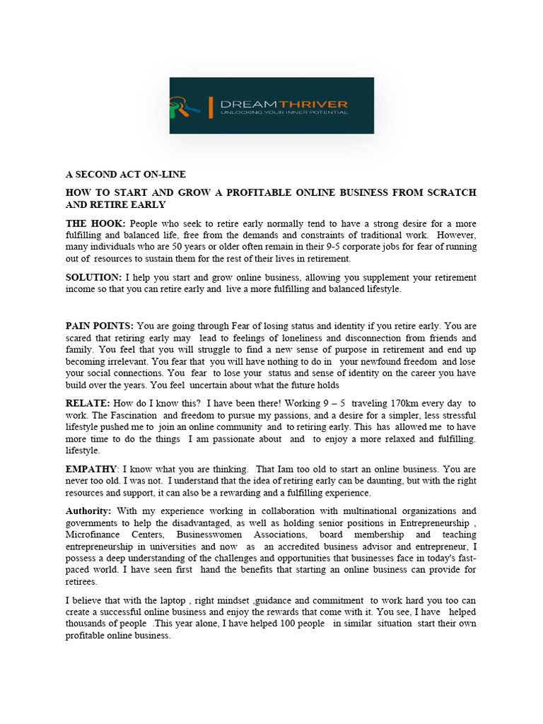 26-3-23 Early Retirement Ad Script Revised | PDF | Entrepreneurship ...