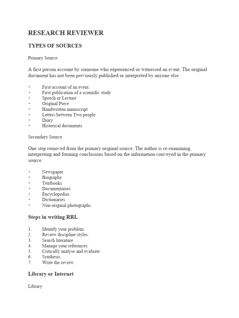 Research Reviewer Ful | PDF | Primary Sources | Written Communication