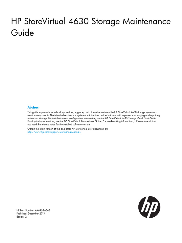 HP StoreVirtual 4630 Storage Maintenance Guide | PDF | Computer Data Storage | Booting