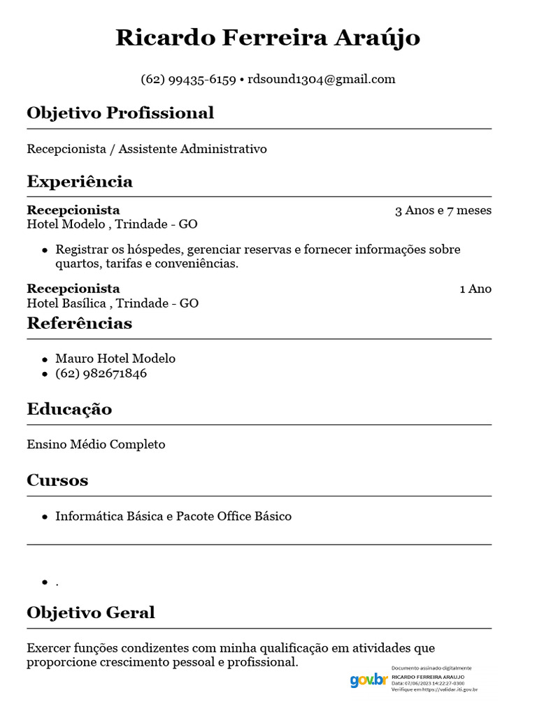 CV-Ricardo Ferreira Araújo 2 | PDF