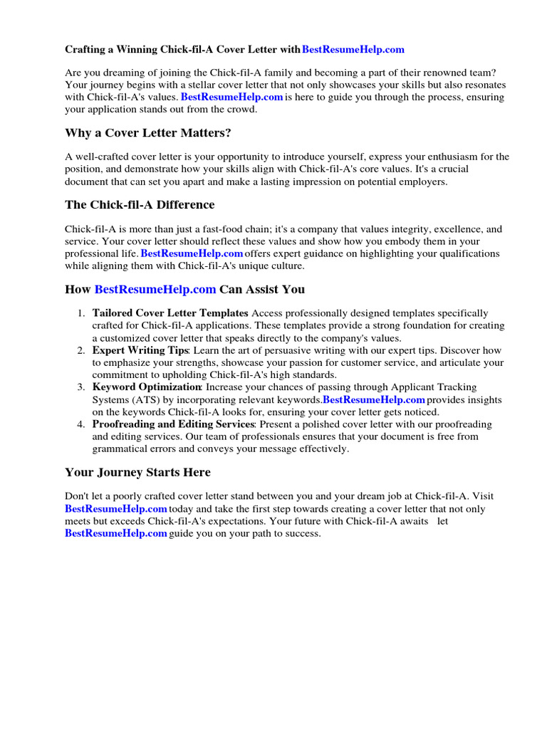 Chick Fil A Cover Letter | Download Free PDF | Résumé | Http Cookie