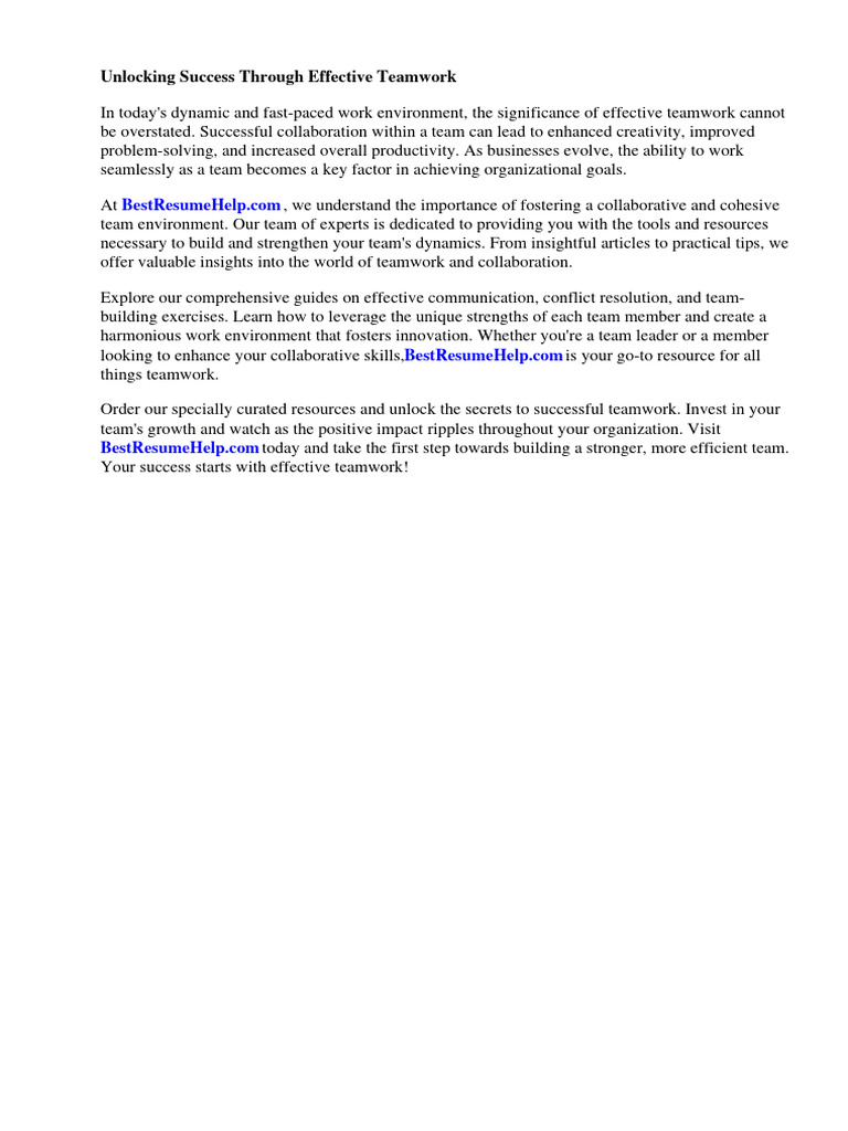Teamwork Resume Phrases | PDF | Collaboration | Résumé