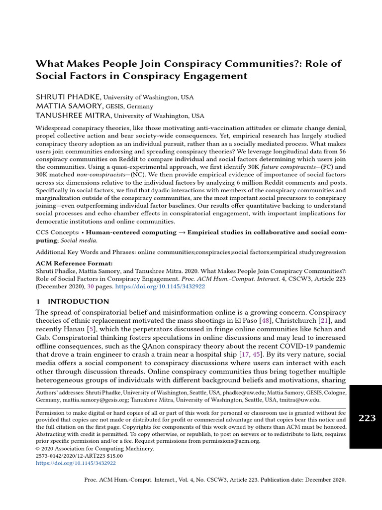 What Makes People Join Conspiracy Communities | PDF | Conspiracy Theory ...