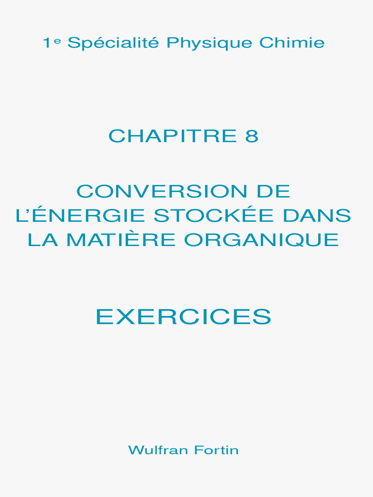 1ER PC CHAP 08 Exercices | PDF | Propane | Méthane