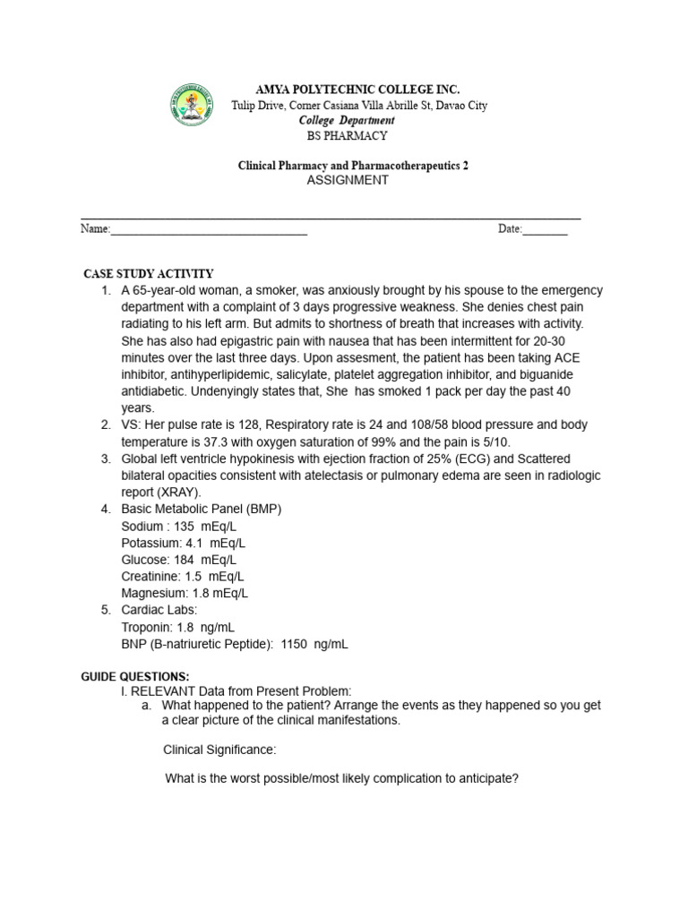 CLINPH2-AMYA-POLYTECHNIC-COLLEGE-INC-1 | PDF | Heart | Clinical Medicine