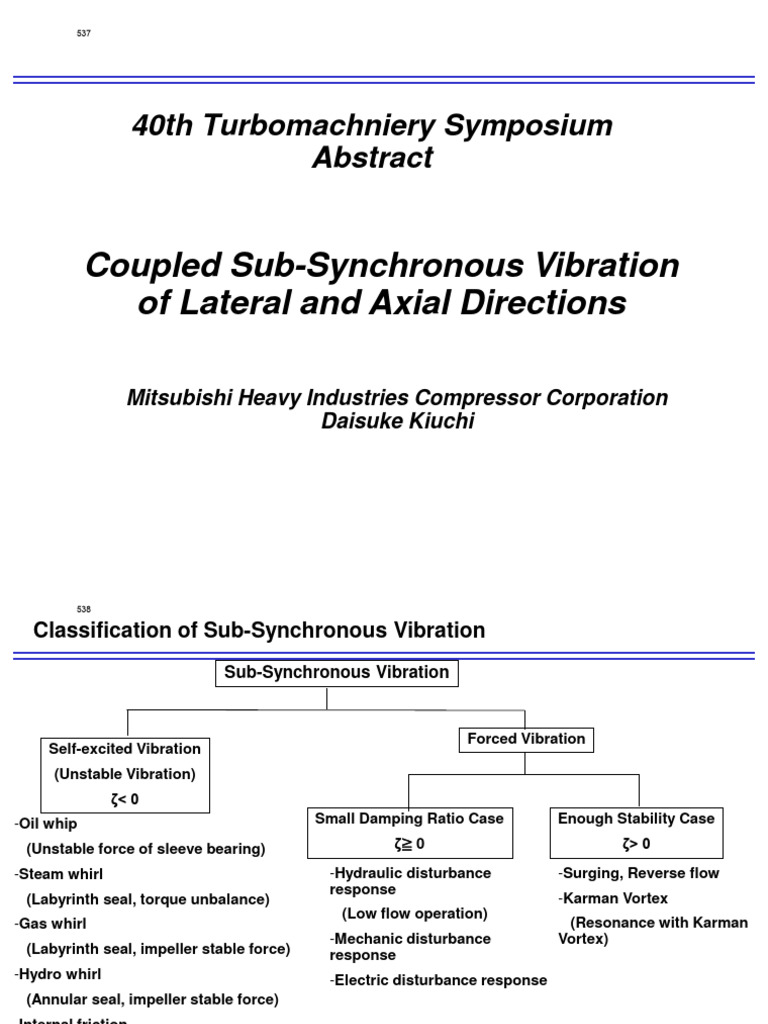 Coupled Sub Synchronous Vibration of Lateral and Axial | PDF | Turbine ...