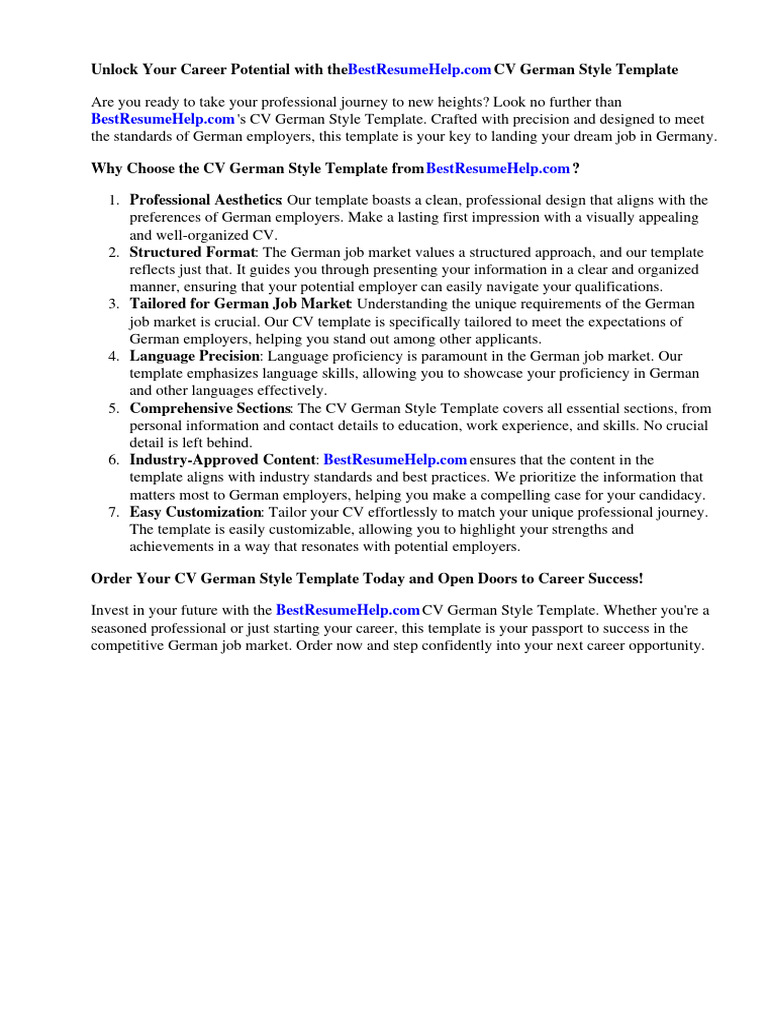 CV German Style Template | PDF | Career & Growth