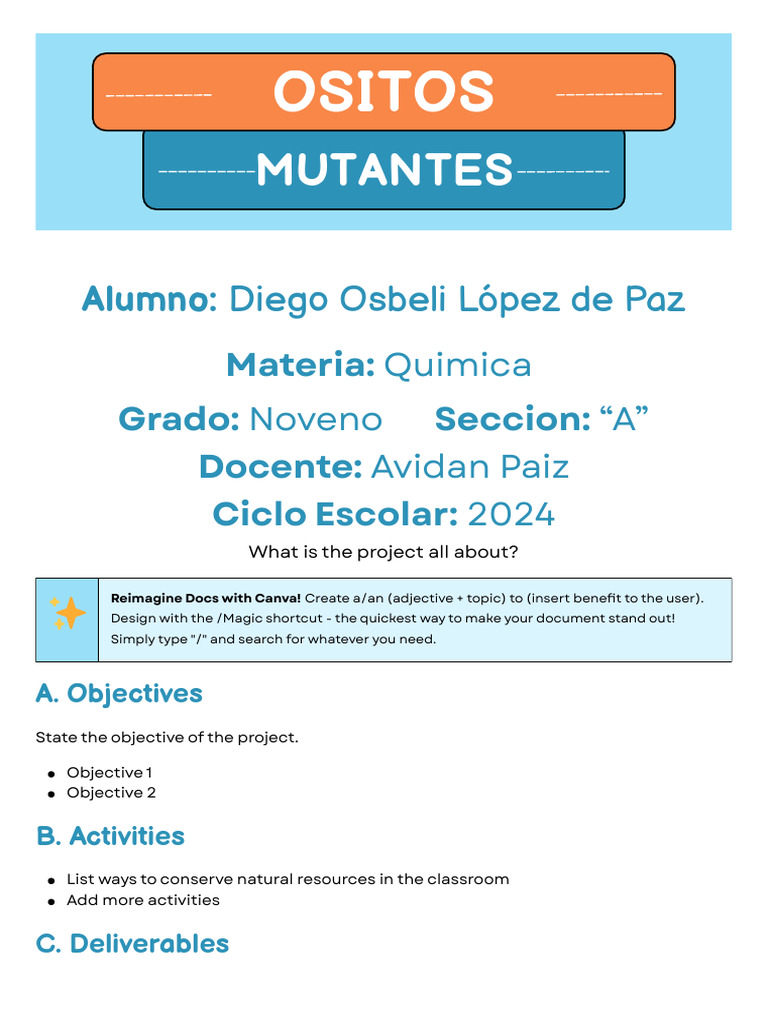 Paper Reduction Project Progress Report Doc in White Blue Lines Style ...