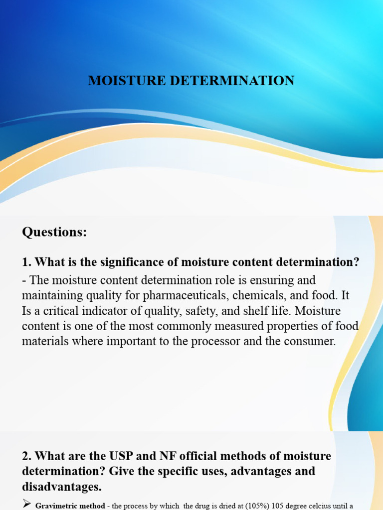 Moisture Determination | PDF