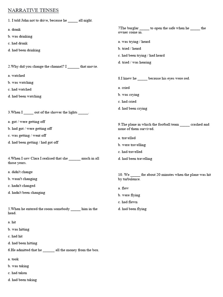 Narrative Tenses | PDF