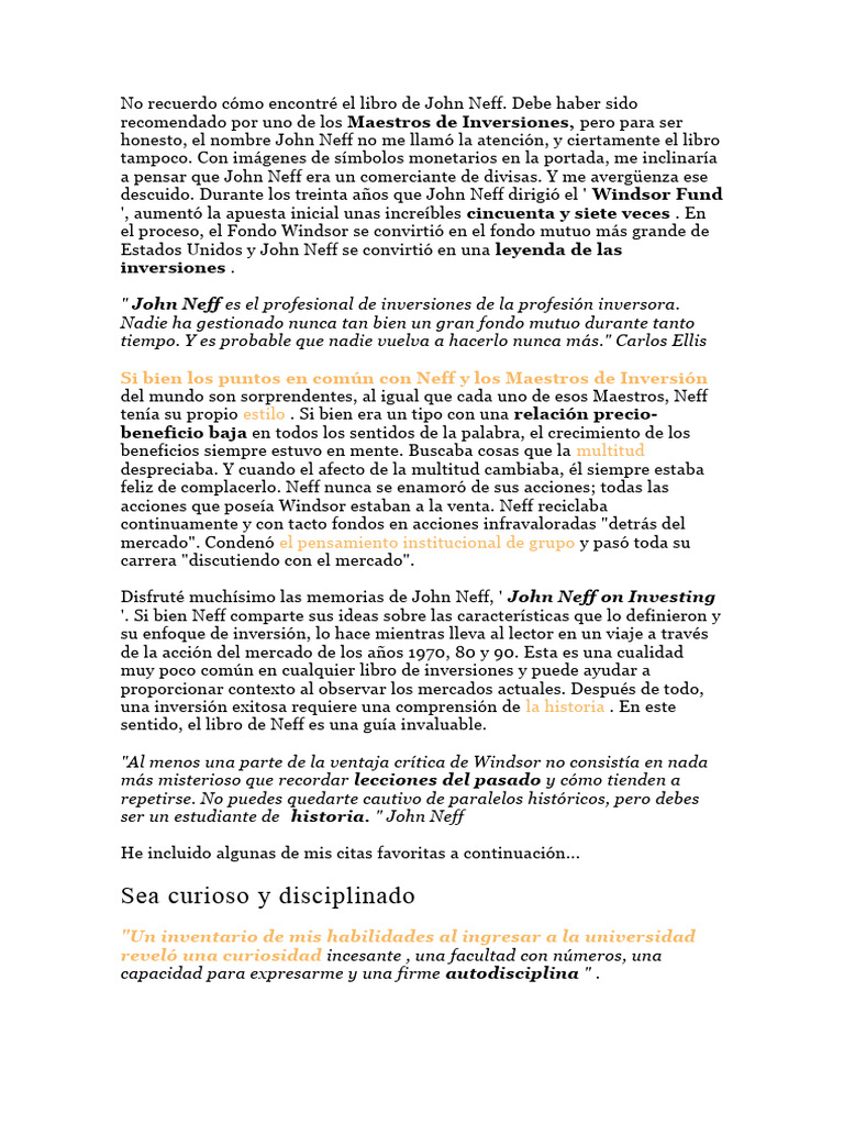 Libro de John Neff | PDF | Compartir (Finanzas) | Business