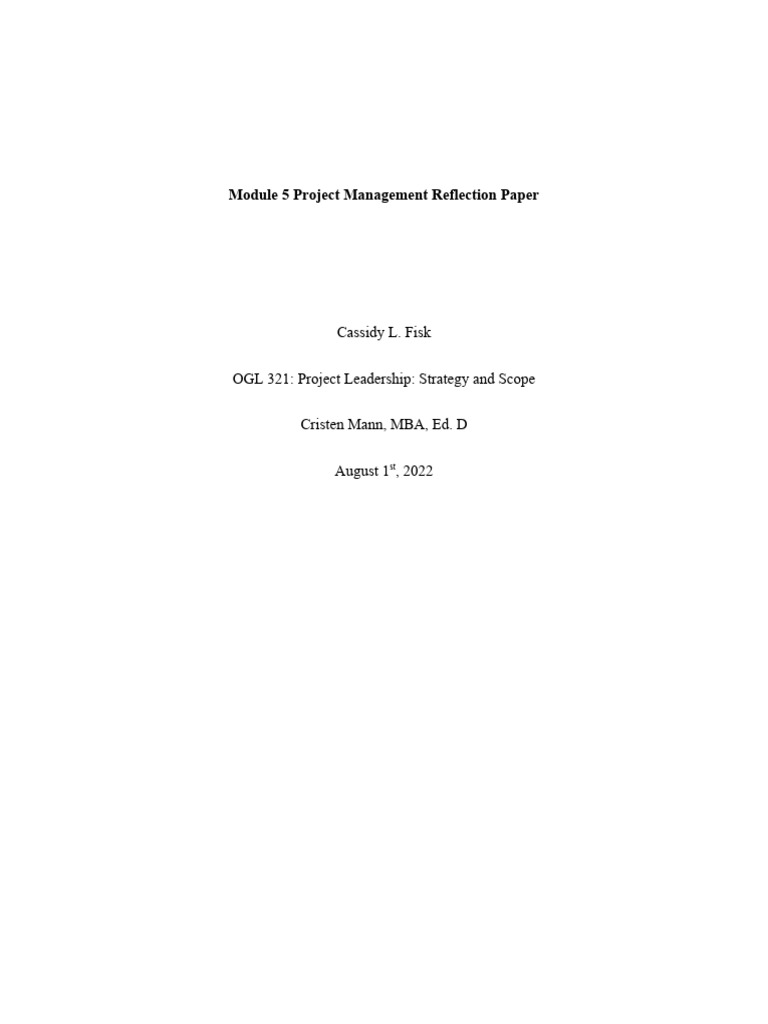 Mod 5 PM Reflection Paper Fisk | PDF | Project Management | Simulation